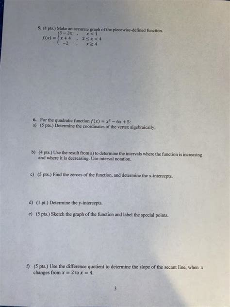 Solved 5 8 Pts Make An Accurate Graph Of The