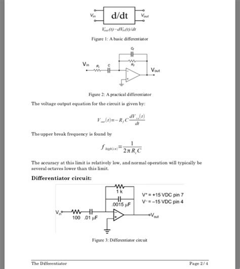 Solved Figure 1 A Basic Differentiator In R Rr Out Figure