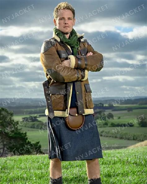 Get Men In Kilts S02 Sam Heughan Shearling Jacket At 30 Off