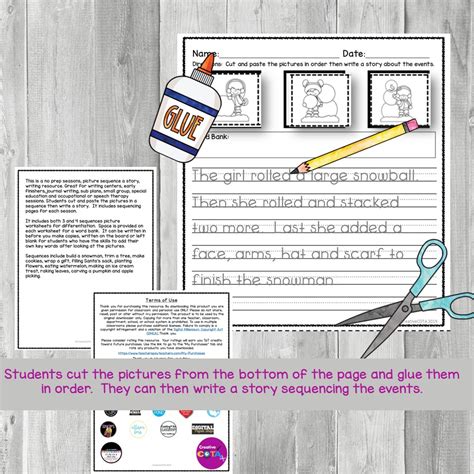 Story Sequence Writing Worksheets Cut And Paste Seasons Made By Teachers