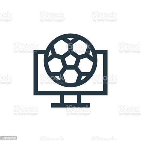 흰색 배경에 격리 된 축구 벡터 아이콘 개요 웹 사이트 디자인 및 모바일 응용 프로그램 개발을위한 얇은 라인 축구 아이콘 얇은 선 축구 윤곽 아이콘 벡터 일러스트레이션