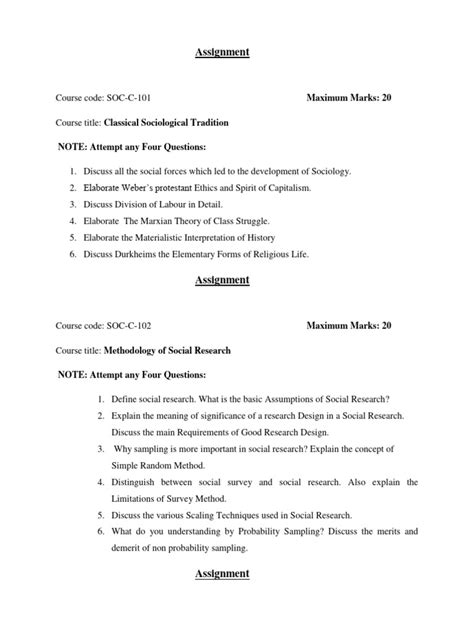 Ma 1st Sem Assignment Pdf Sociology Social Research