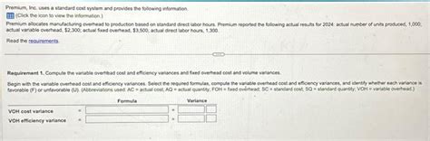 Solved 1 Compute The Variable Overhead Cost And Efficiency