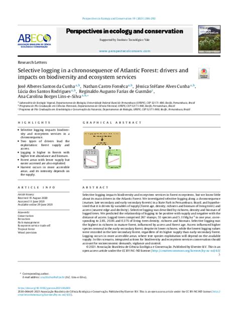 Pdf Selective Logging In A Chronosequence Of Atlantic Forest Drivers And Impacts On