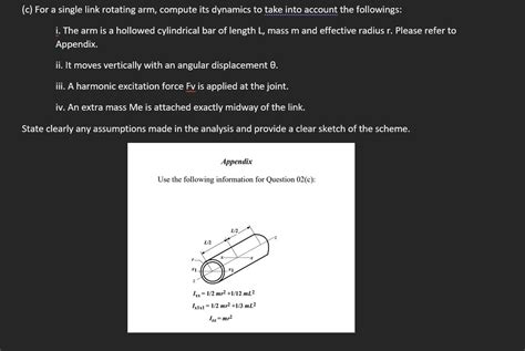 Solved C For A Single Link Rotating Arm Compute Its Chegg