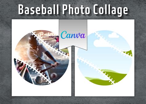 Baseball Photo Collage Editable Canva Template Baseball Canva Frame