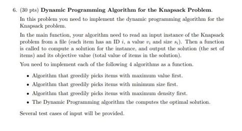 Solved Pts Dynamic Programming Algorithm For The Chegg