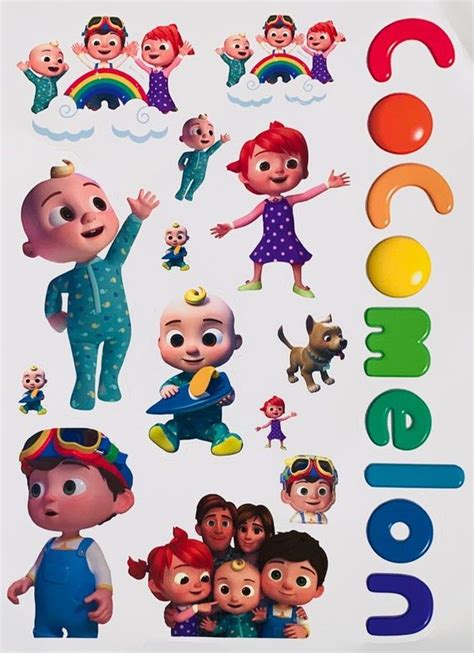 Water Resistant Vinyl Stickers Of Cocomelon Characters You Will