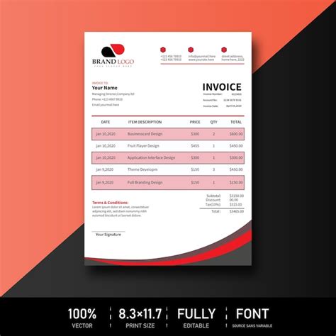 Vector Invoice Template Design Premium Vector