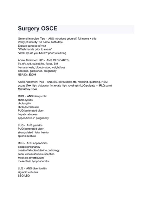 Surgery Osce Exam Questions And Answers 2024 A Graded 100 Verified