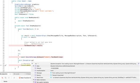 Xamarin Forms I Get An Error Message When I Use Xamarin Essentials SecureStorage Stack Overflow
