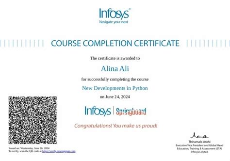 Pythoninnovation Certificateachieved Lifelonglearning Infosys Programmingjourney Alina Ali