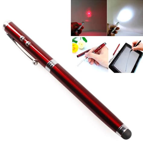 4 In 1 Pen Shape Led Flashlight Laser Pointer Capacitive Stylus Pen Ball Pen Red Laser