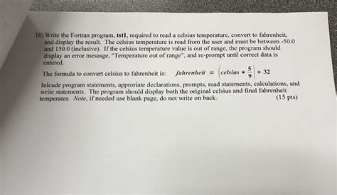 Solved 10 Write The Fortran Program Tst1 Required To Read