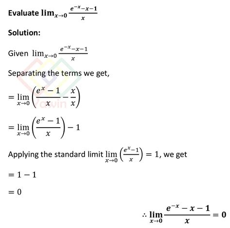 Evaluate Lim X 0 E X X 1 X Yawin