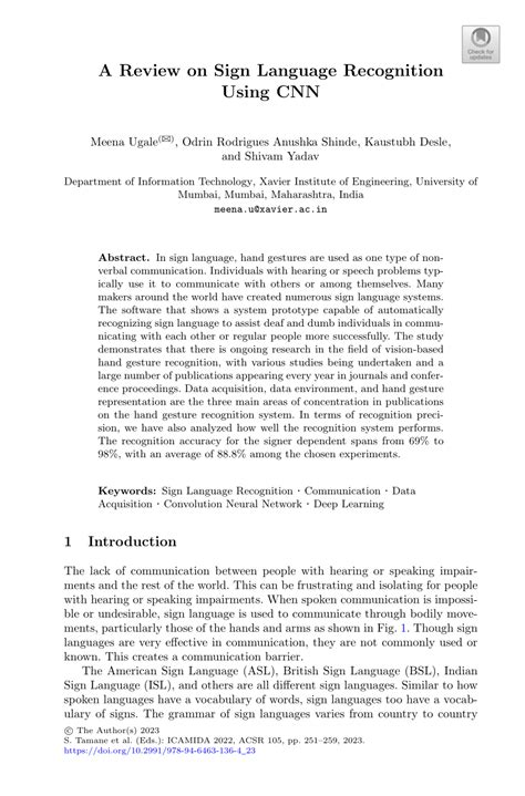 PDF A Review On Sign Language Recognition Using CNN