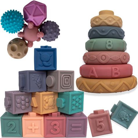 Soft Teething Toy Stacking Building Blocks Sensory Balls 3