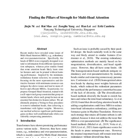 Finding The Pillars Of Strength For Multi Head Attention Acl Anthology