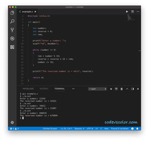 C Program To Reverse An User Provided Number Codevscolor