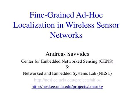 Ppt Fine Grained Ad Hoc Localization In Wireless Sensor Networks Powerpoint Presentation Id