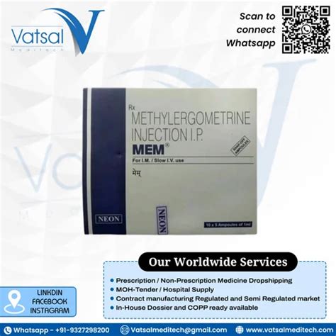 Methylergometrine Mem 0 2mg Injection 0 2 Mg Ml At Rs 1100 Vial In Surat