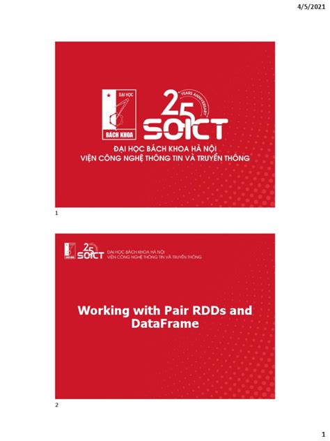 Lecture 4 Pair Rdd And Dataframe Pdf Map Reduce Apache Spark
