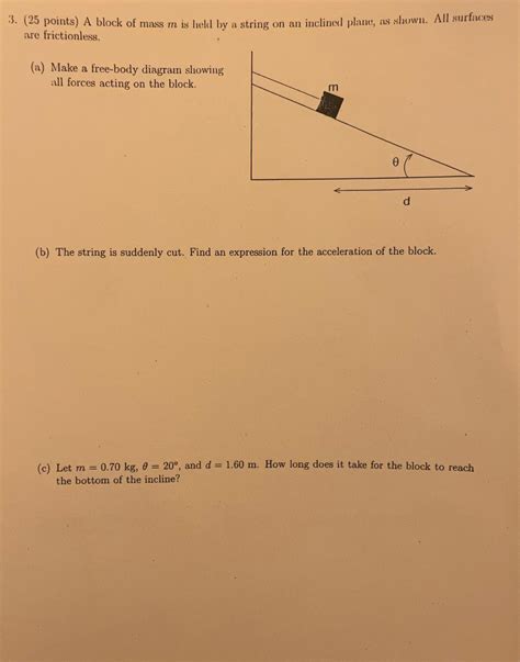 Solved 3 25 Points A Block Of Mass M Is Held By A String Chegg Com