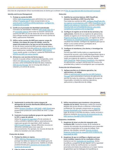 6 Aws Security Checklist Es Pdf