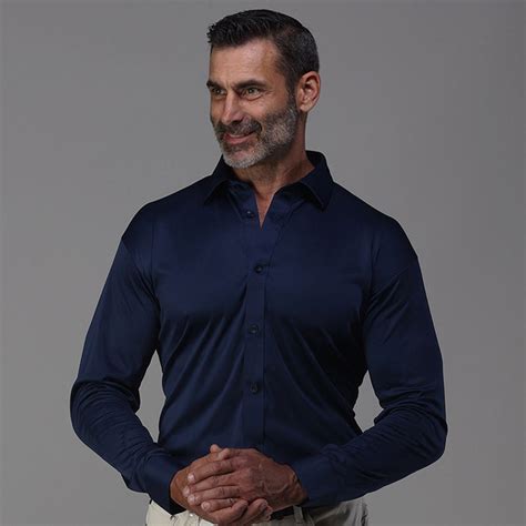 Quattro Flex Dress Shirt With Semi Spread Collar Navy Collars And Co