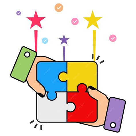Premium Vector Joining Puzzle Pieces Symbolized Breakthrough Solution Concept Collaborative