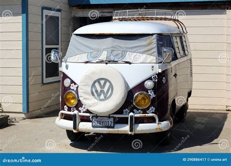 Hippie Volkswagen 1970 Vw Camper Van With Love And Groovy Artwork Hand