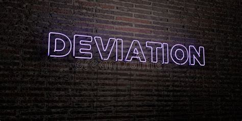 Deviation Realistic Neon Sign On Brick Wall Background 3d Rendered