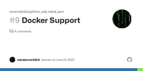 Docker Support Issue 9 Orionrobots Python Usb Robot Arm GitHub