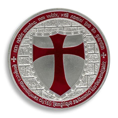 Masonic Knights Templar Red Cross Silver Plated Coin Token Souvenir