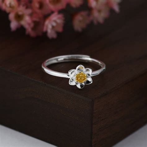 Sterling Silver Daffodil Flower Ring By Silver Rain Silver