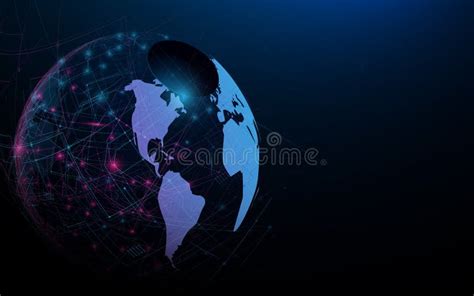 Global Network Connection Global World Network And Telecommunication World Map Stock Vector