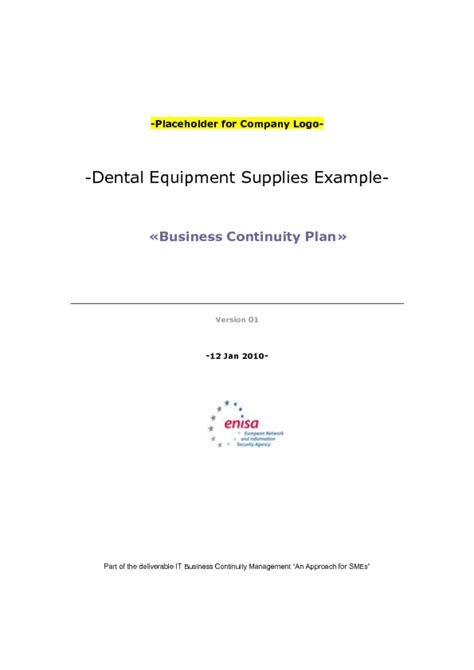 Example Bcp Template Enisa
