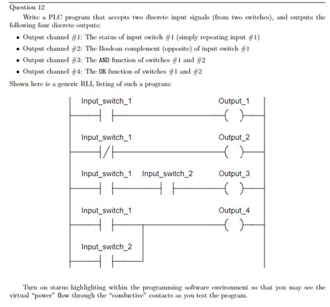 Solved Write A PLC Program That Accepts Two Discrete Input Chegg Com