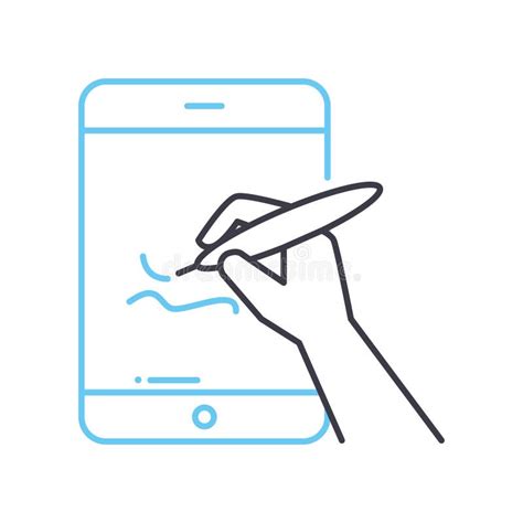 Digital Signature Line Icon Outline Symbol Vector Illustration Concept Sign Stock Vector