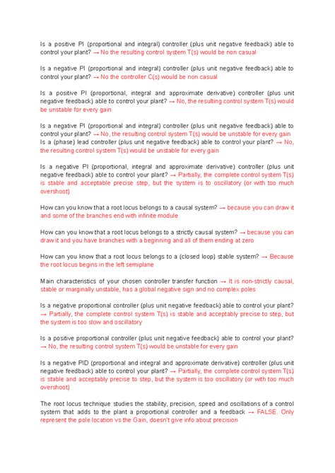 Cg Root Locus And Controllers Is A Positive Pi Proportional And