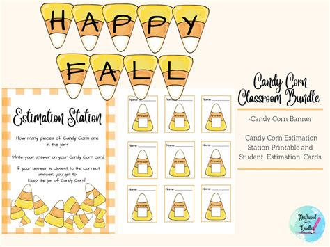 Fall Candy Corn Classroom Decor Bundle Banner And Estimation Station Digital Download Etsy