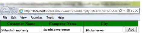 Using Aspnet Gridview Emptydatatemplate And Footertemplate Add Record