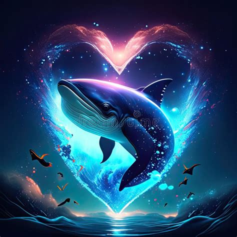 Killer Whale Hugging Heart Beautiful Blue Whale In The Form Of A Heart