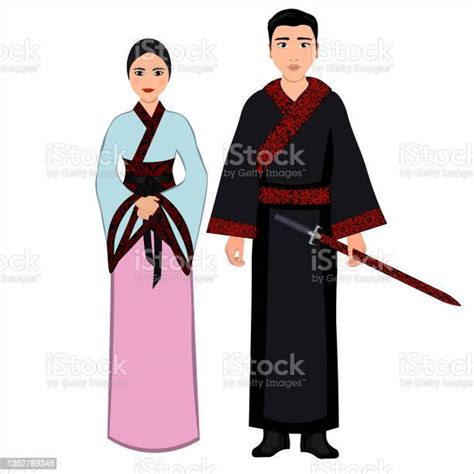 민속 국가 중국 의상을 입은 여성과 남자 벡터 일러스트레이션 사람들에 대한 스톡 벡터 아트 및 기타 이미지 사람들 중국