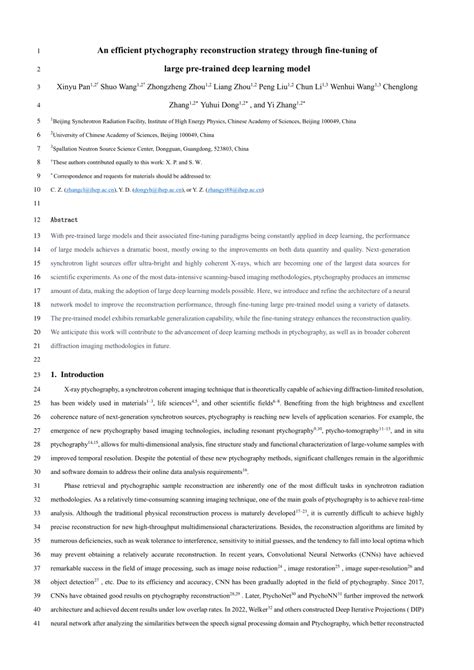 Pdf An Efficient Ptychography Reconstruction Strategy Through Fine Tuning Of Large Pre Trained