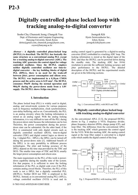 Pdf Digitally Controlled Phase Locked Loop With Tracking Analog To Digital Converter