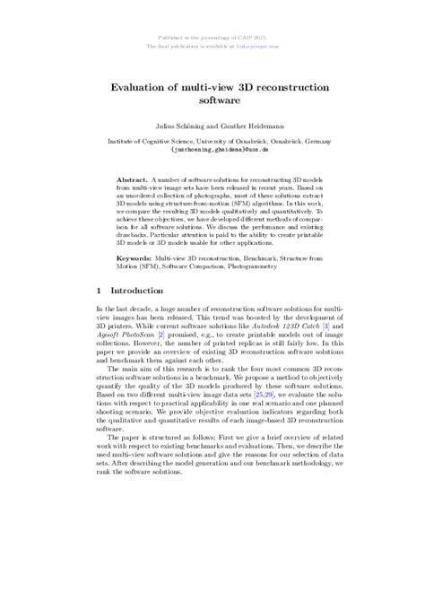 pdf evaluation of multi view 3d reconstruction software