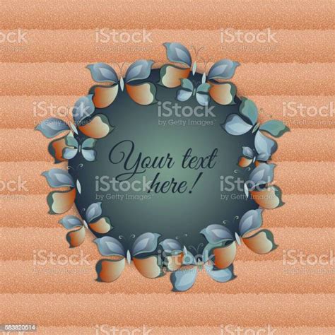 3d 종이 나비와 판지 배경둥근 프레임 결혼식에 대한 스톡 벡터 아트 및 기타 이미지 결혼식 고풍스런 귀여운 Istock