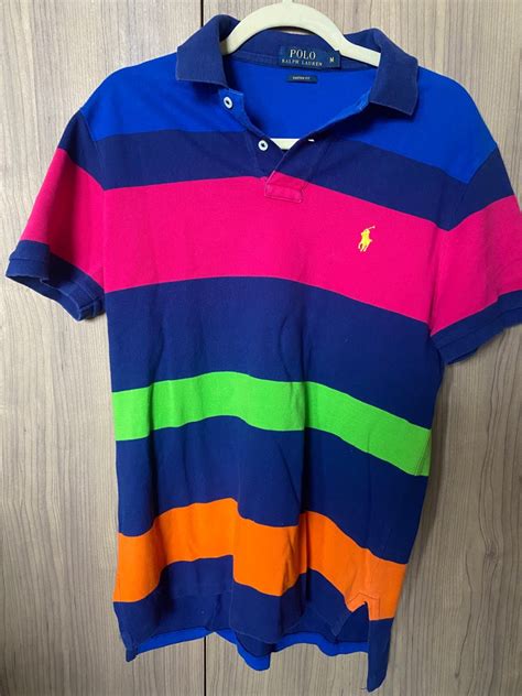 Ralph Lauren Men Polo Shirt Rainbow Medium Mens Fashion Tops And Sets