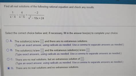 Solved Find All Real Solutions Of The Following Rational